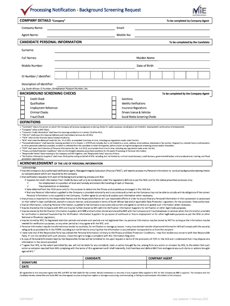 Blank MIE Form | PDF