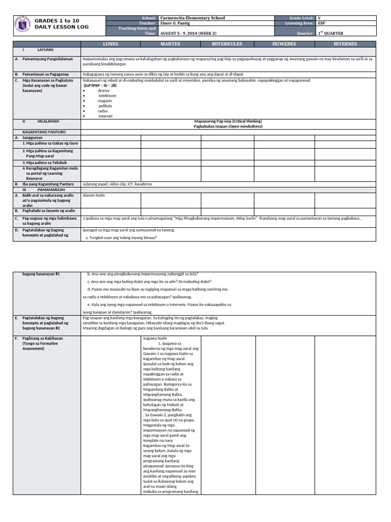 DLL_ESP 5_Q1_W2 | PDF