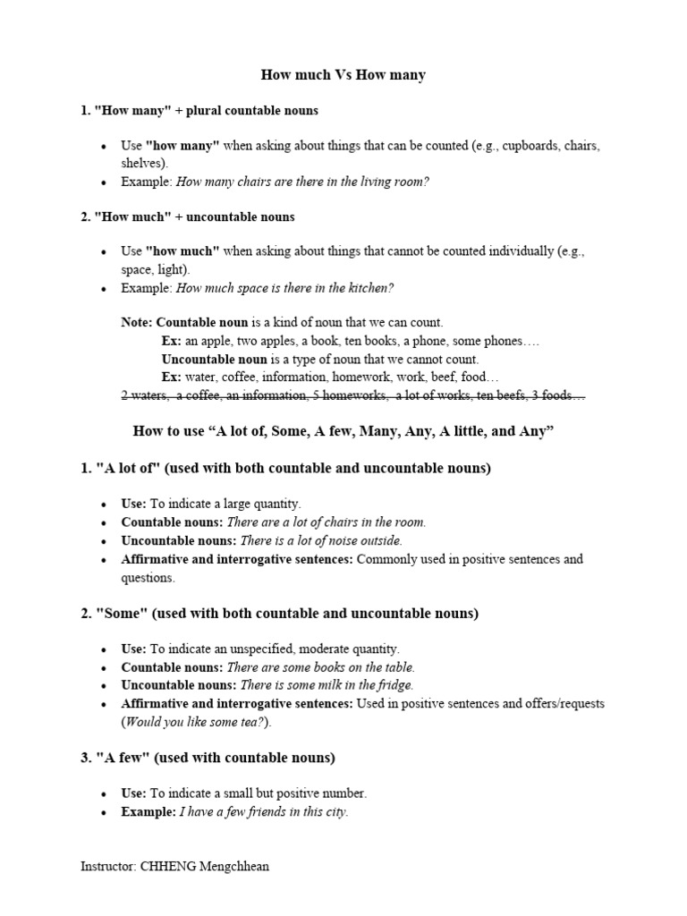 Grammar how many vs how much | PDF | Noun | Language Mechanics