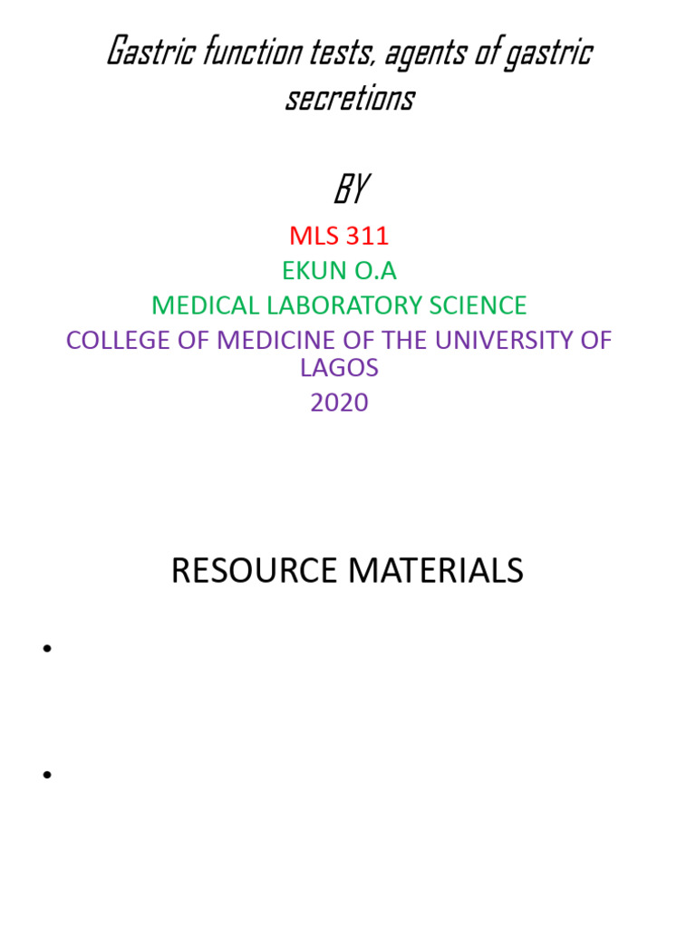 Overview of Gastric Function Tests | PDF | Stomach | Medical Specialties