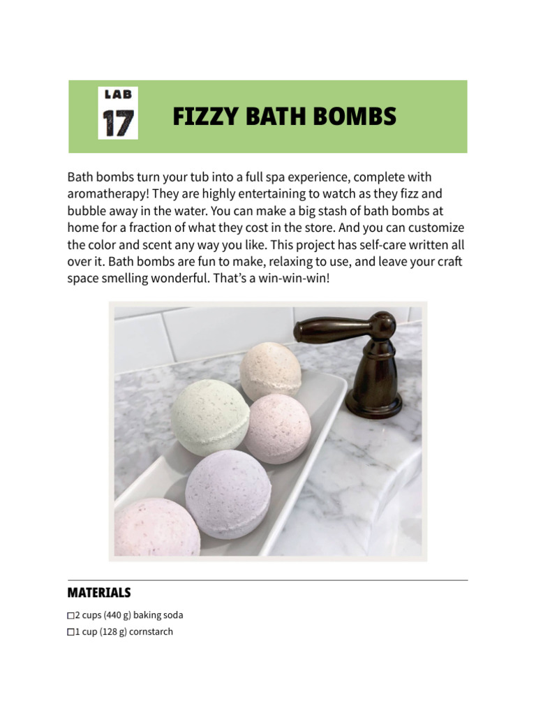DIY Fizzy Bath Bombs Recipe Guide | PDF
