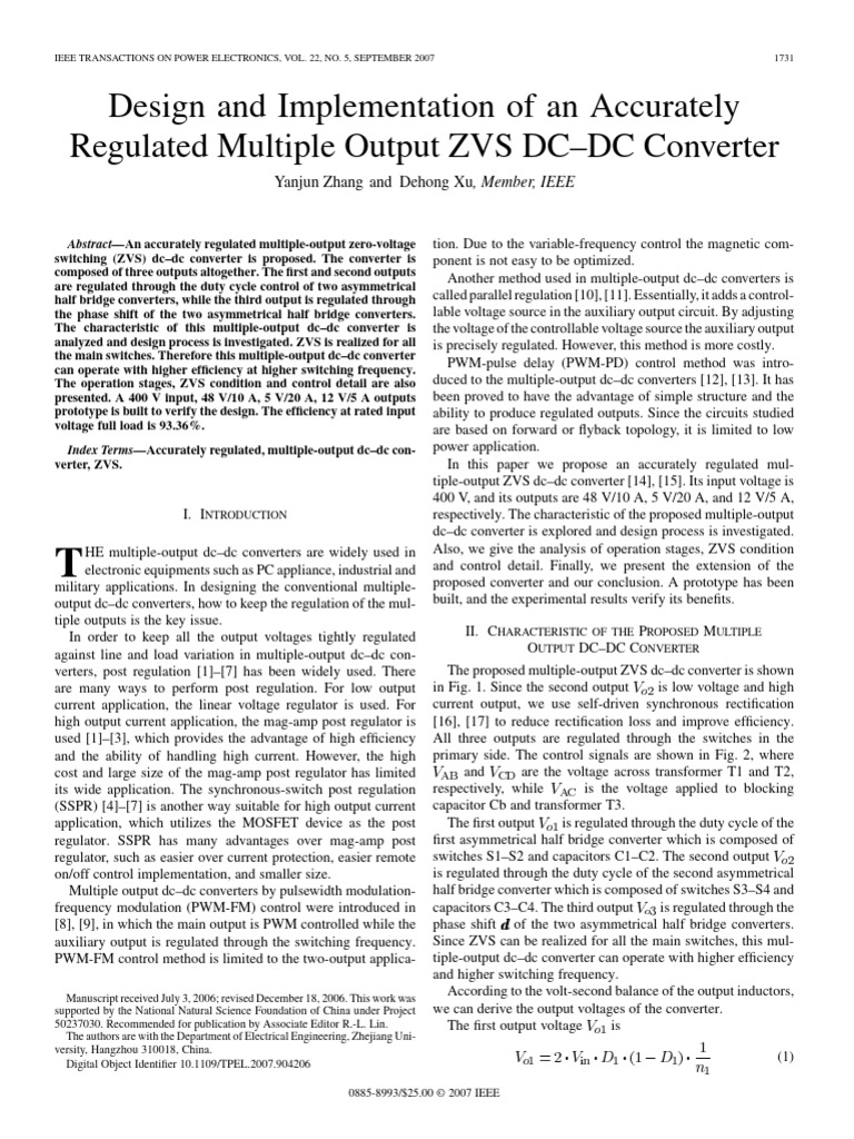 3-Design and Implementation of An Accurately Regulated MO ZVS Con | PDF | Rectifier | Inductance