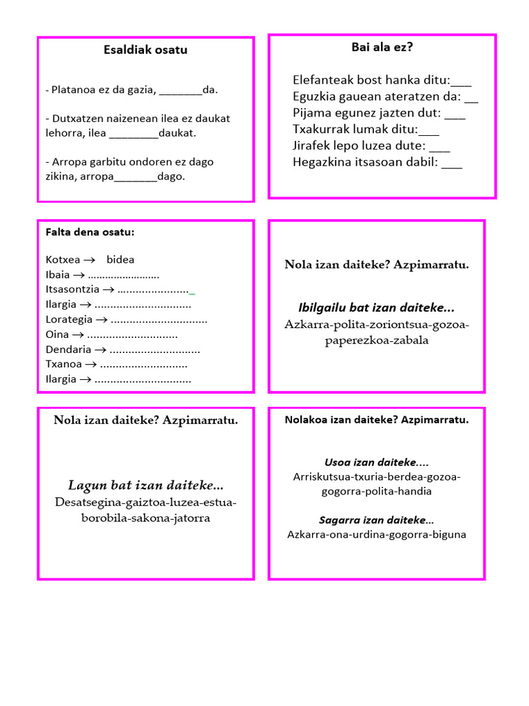 Hizkuntza Lantzeko Ariketak, Nahasketa | PDF