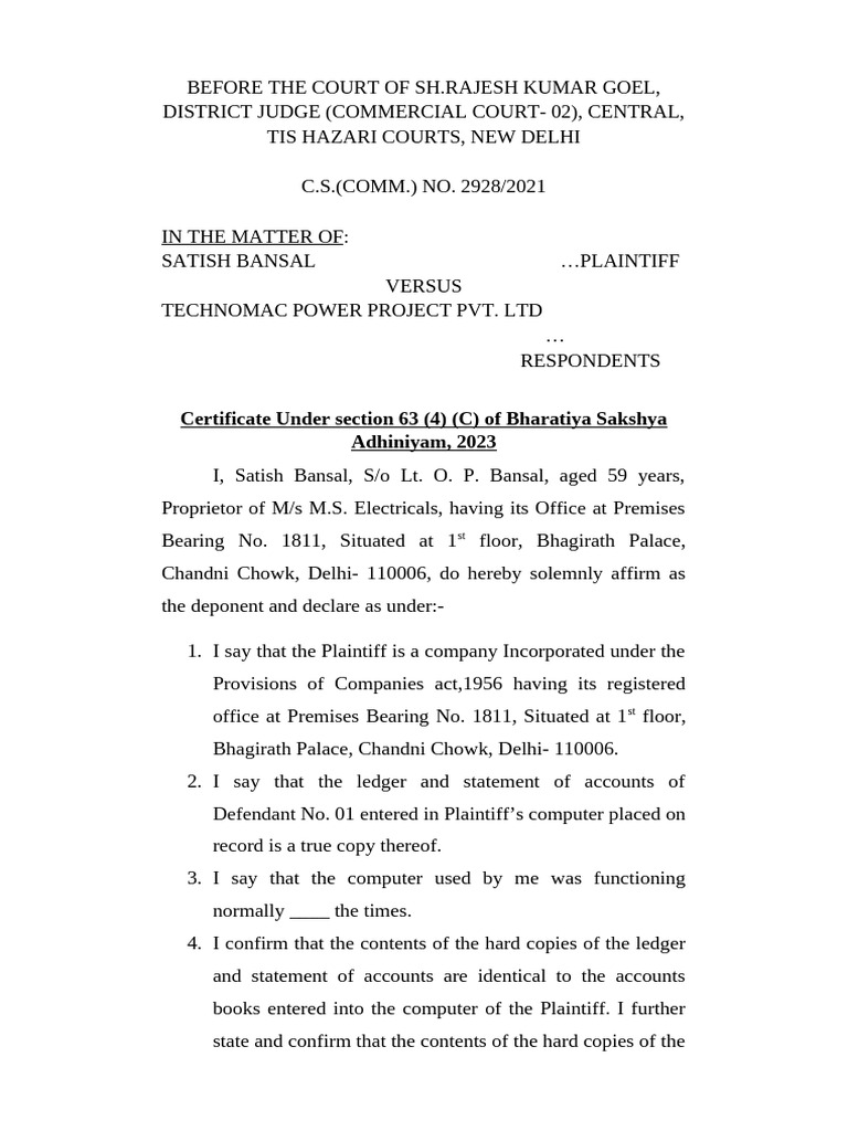 Affidavit 63 (4) (C) BSA | PDF