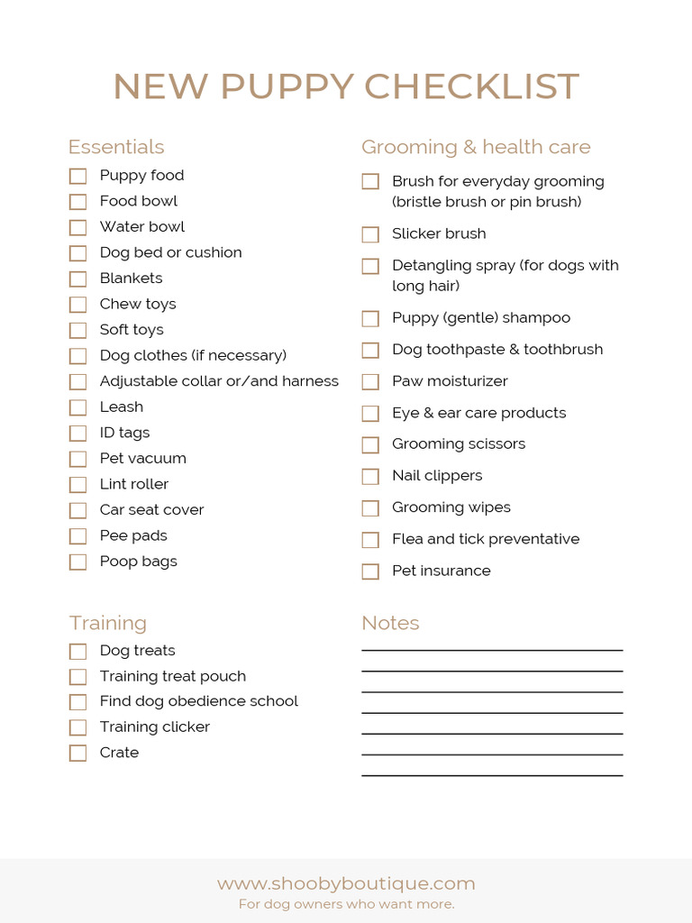 Puppy Printable Checklist PDF | PDF