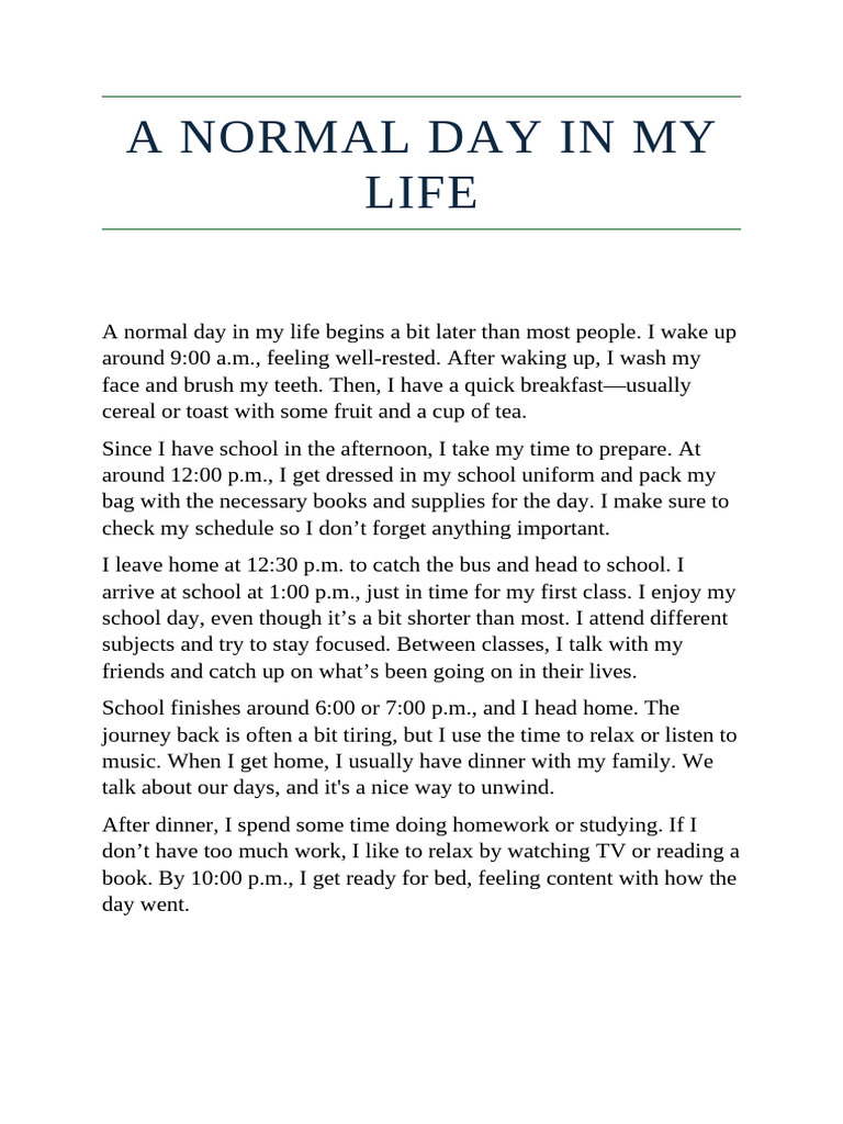 My Daily Routine: A Student's Life | PDF