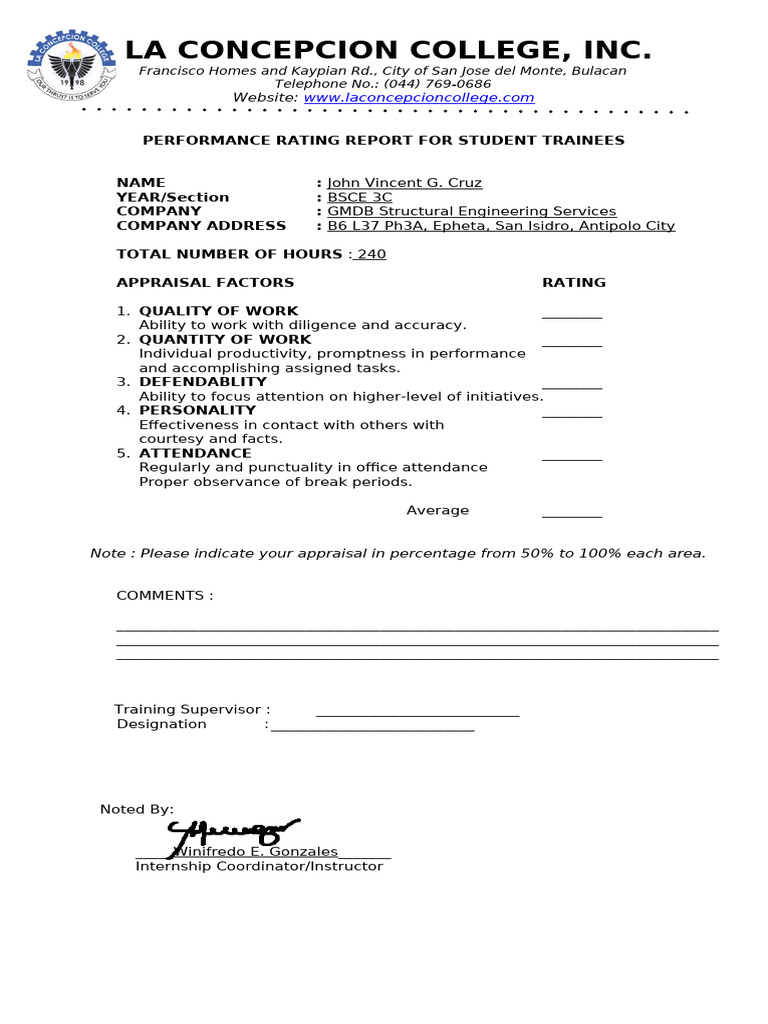 OJT Evaluation Report for John Cruz | PDF