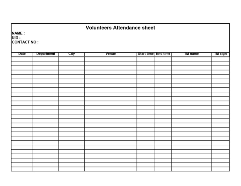 Volunteer Physical Attendance Format | PDF