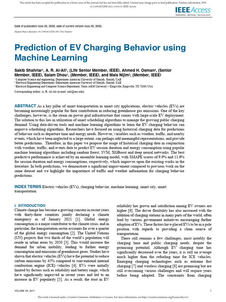EV Charging Behavior Prediction with ML | PDF | Support Vector Machine ...