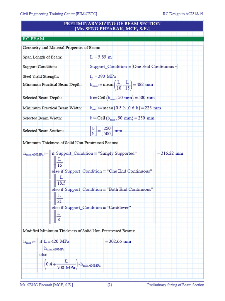 Preliminary Sizing of Beam Section | PDF | Beam (Structure) | Civil Engineering