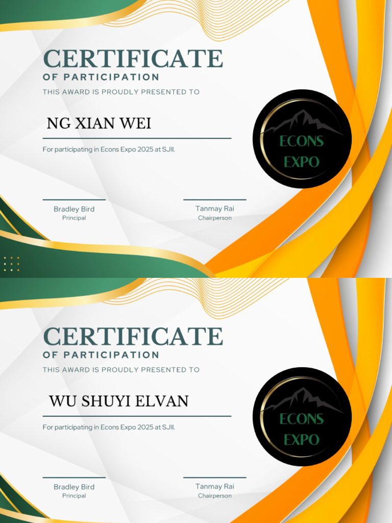 Green and Yellow Bordered Achievement Certificate | PDF