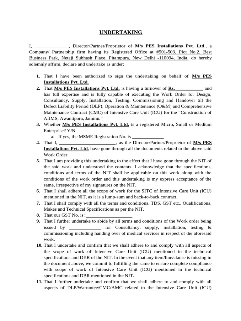 Undertaking | PDF | Private Law | Business