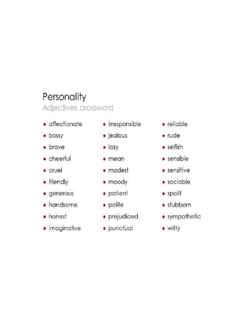 personality adjectives | PDF