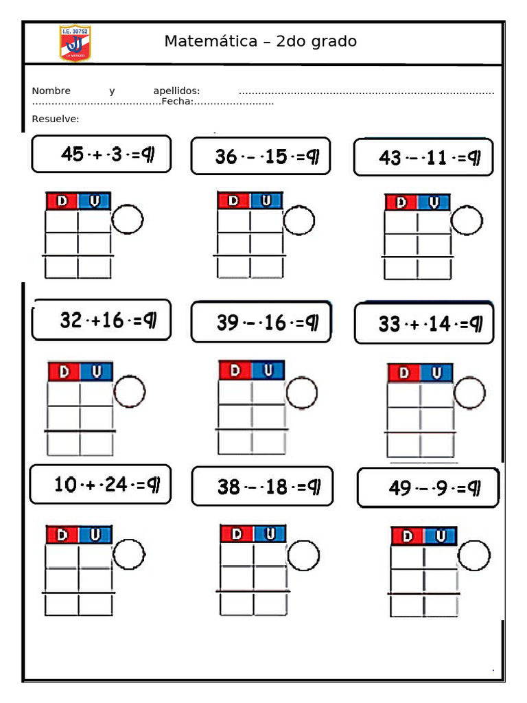 Practica Sumas y Restas Sin Llevar | PDF