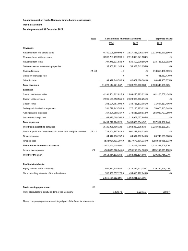 Financial Statements 2024 | PDF | Revenue | Expense