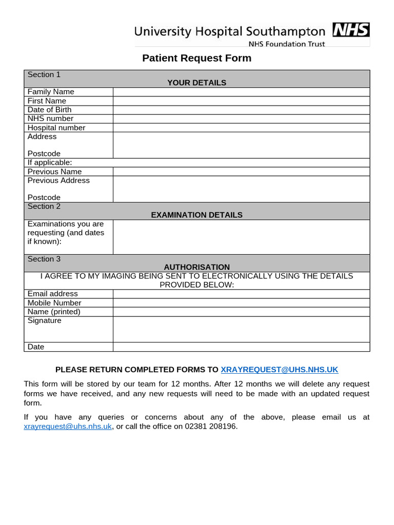Patient Imaging Request Form | PDF