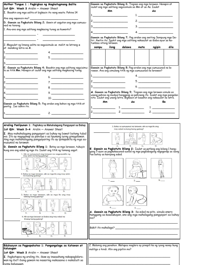 Answer Sheets - Q1 - Week3 | PDF