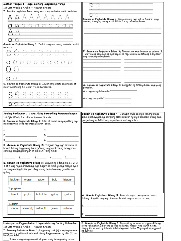 Answer Sheets - Q1 - Week2 | PDF