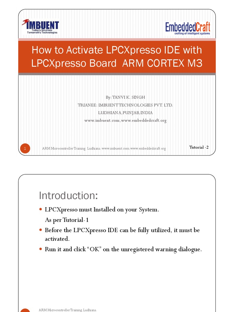How To Activate LPCXpresso IDE With LPCXpresso Board ARM CORTEX M3 | PDF