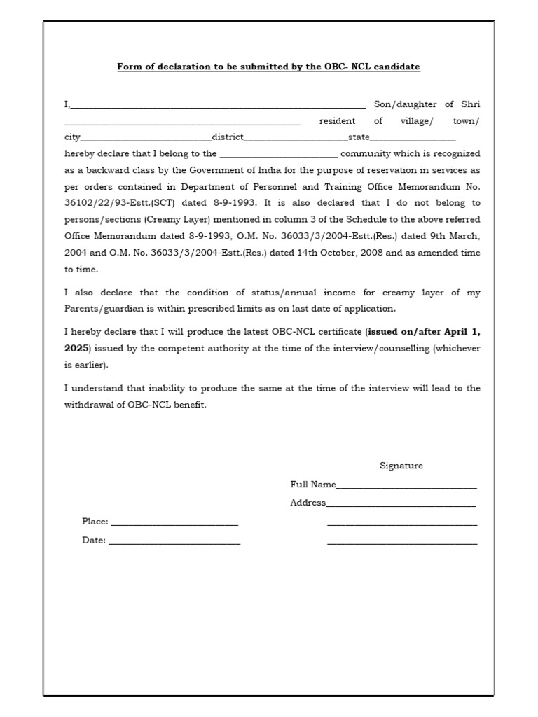 Undertaking-obc-template | PDF