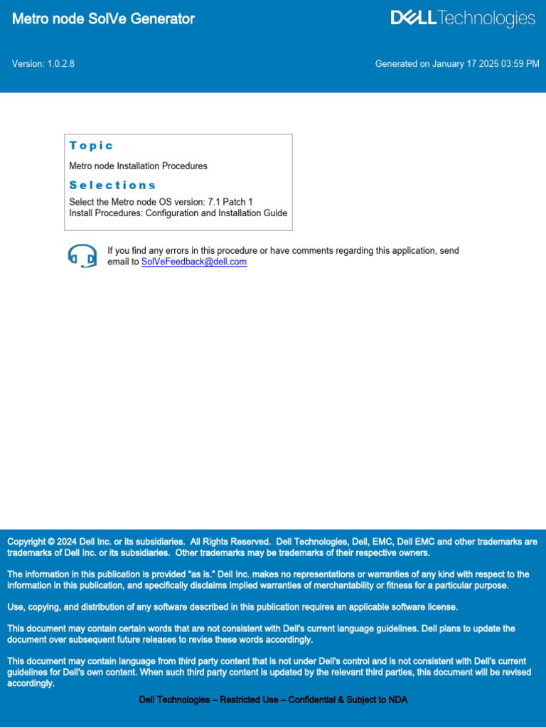 Metro Node - Metro Node Installation Procedures-7.1 Patch 1 | PDF ...
