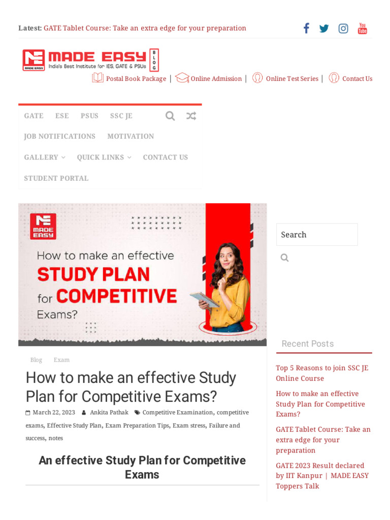 Effective Study Plans for Competitive Exams | PDF | Sleep | Sleep ...