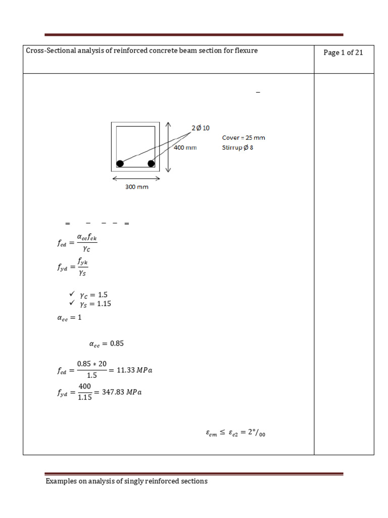 Chapter 2 Examples For Cross Section Analysis of Singly, Doubly | PDF | Bending | Beam (Structure)