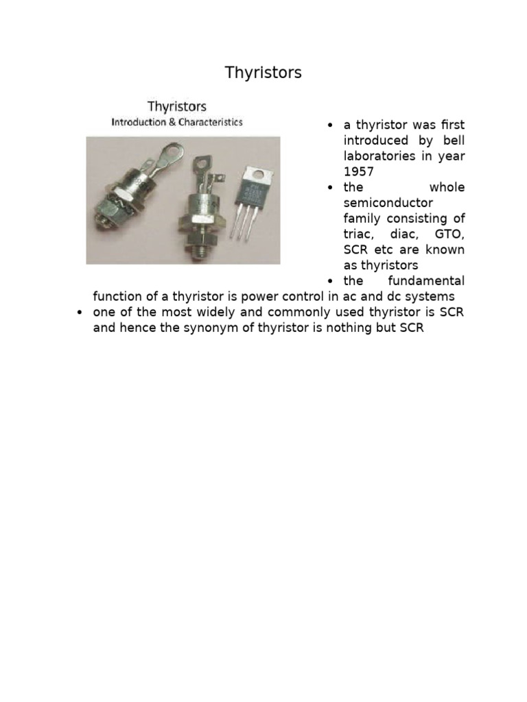 Thyristor Basics and SCR Functionality | PDF | Computer Engineering ...