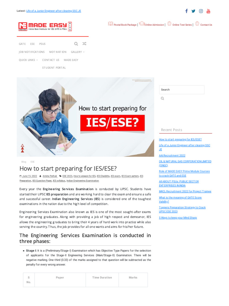 How to Start Preparing for IES_ESE_ _ IES Preparation - MADE EASY | PDF