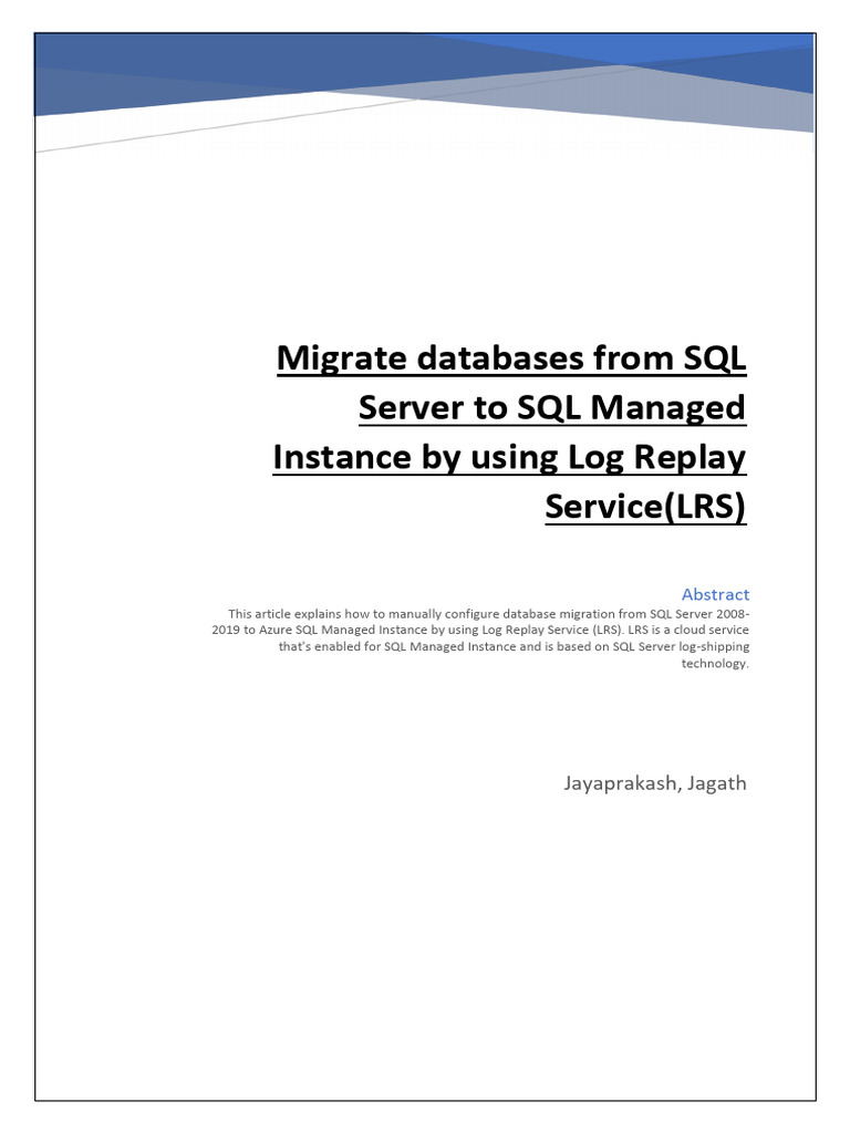 Migrate Databases Using Log Replay Services LRS 1731480464 | PDF