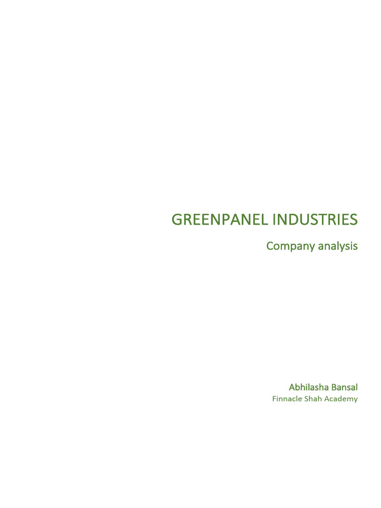 Research Report - Greenpanel Industries - Abhilasha A.bansal | PDF | Plywood | Value Added Tax