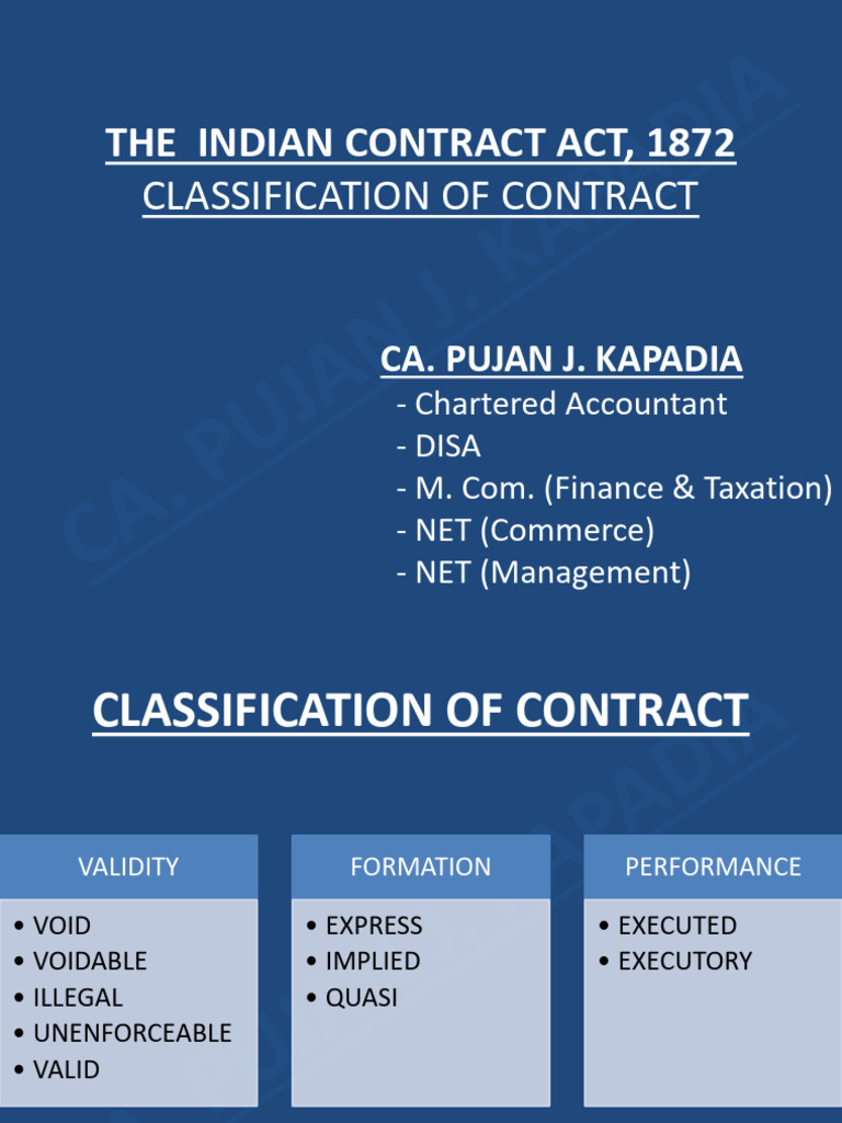 Classification of Contracts | PDF | Void (Law) | Private Law