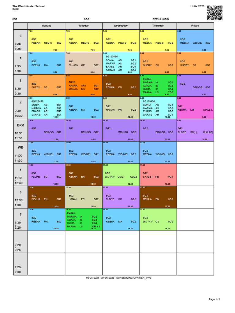 8G2 Time Table From 3r Feb 2025 | PDF