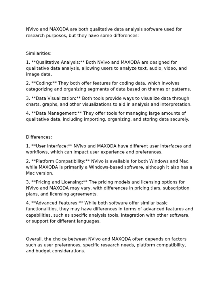 NVivo vs MAXQDA: Qualitative Analysis Tools | PDF | Qualitative ...