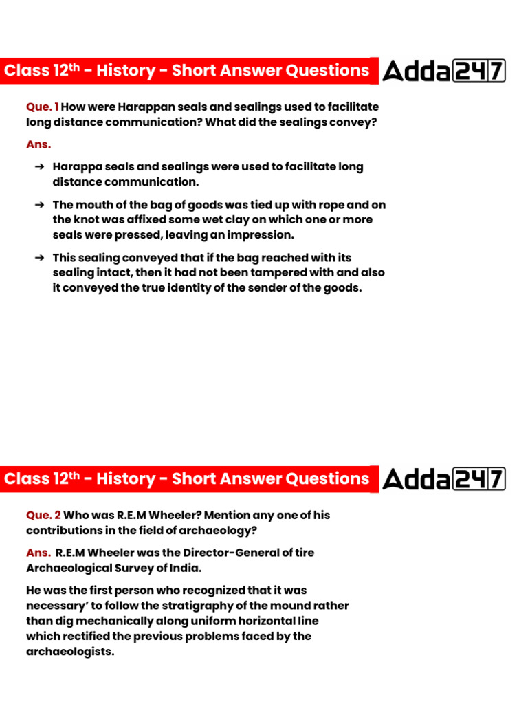 Class 12 - History - 4 Marks Questions - By Moin Sir | PDF