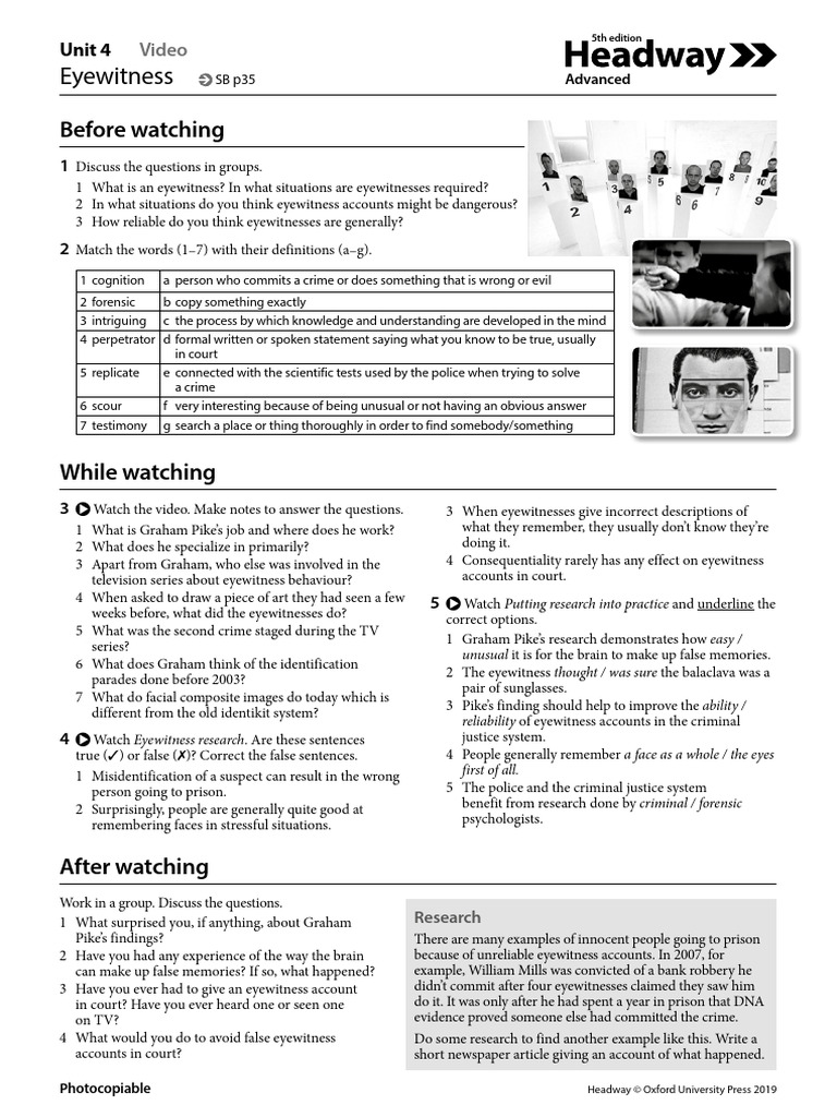 HW5e Adv Video Worksheet Unit 04 | PDF | Psychological Concepts ...