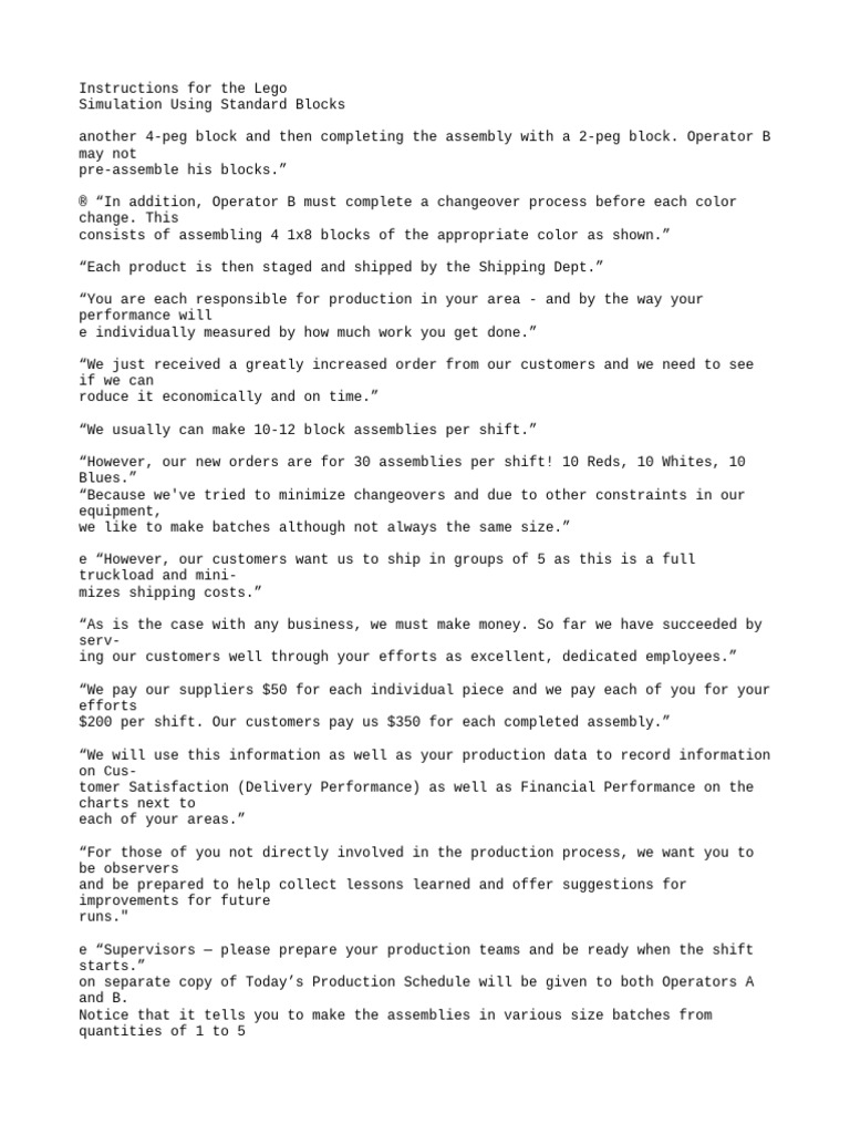 Lego Simulation Instructions Part2 | PDF | Business