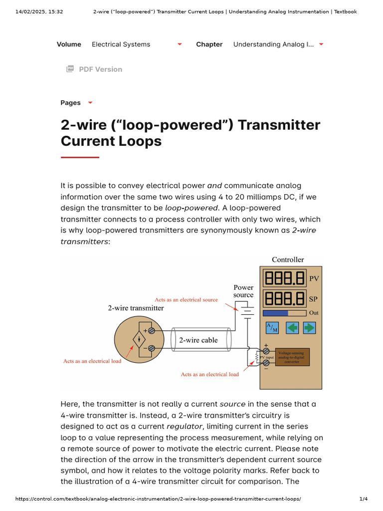 2-Wire ( - Loop-Powered - ) Transmitter Current Loops - Understanding Analog Instrumentation ...