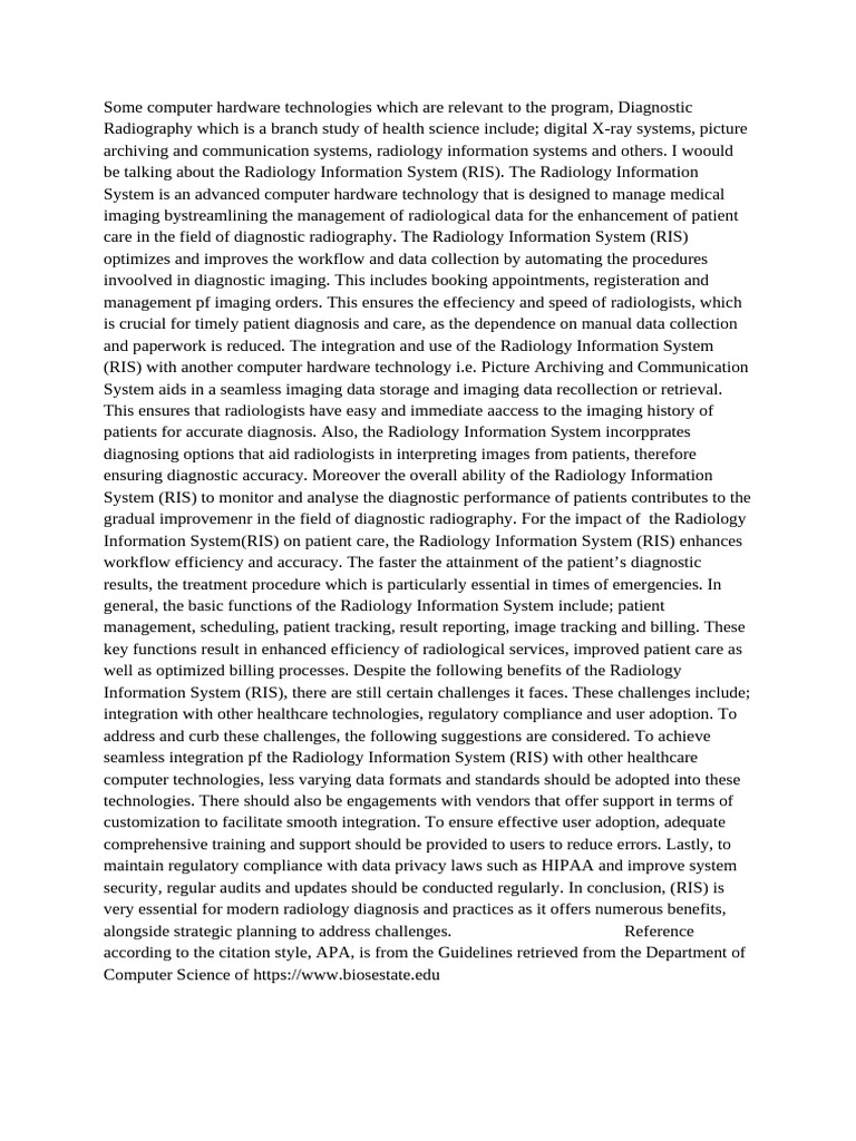 Computer Studies Assignment 1 | PDF | Radiology | Medical Imaging