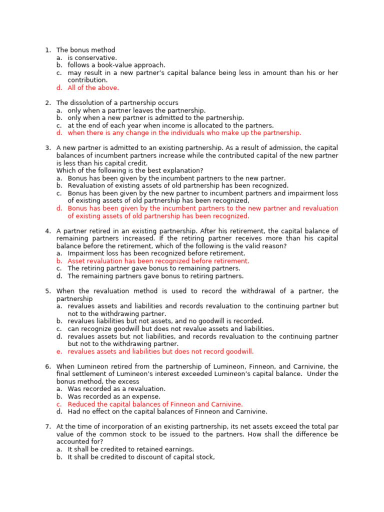 Afar Partnership Dissolution Pdf Debits And Credits Goodwill