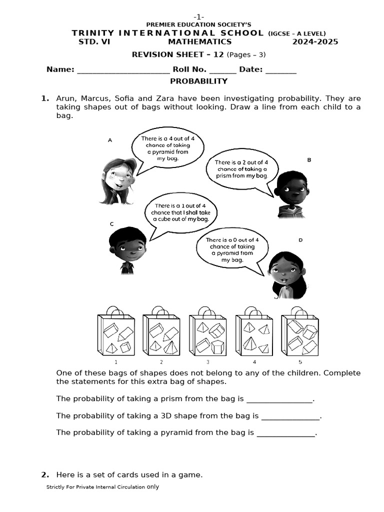 REV_SHEET_-_12_Probability | PDF | Probability | Probability Theory