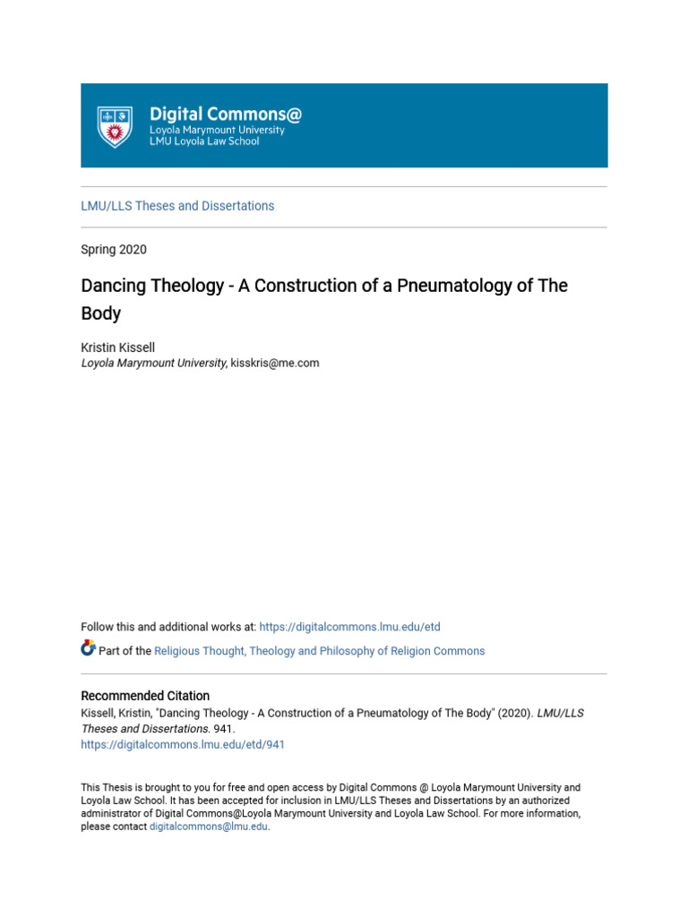 Dancing Theology - A Construction of A Pneumatology of The Bod | PDF ...