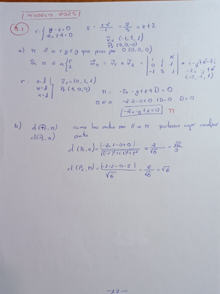 Sol Ejer PAU Rectas y Planos | PDF