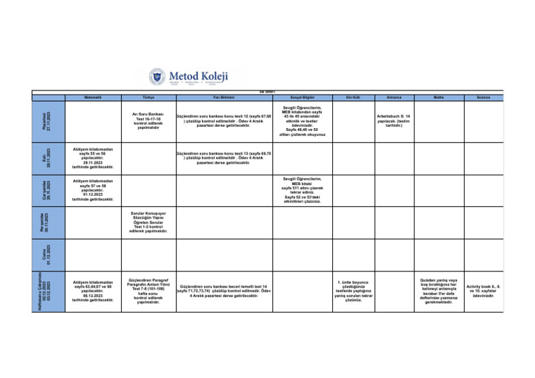 6b Gunluk Odev Cizelgesi-4 | PDF