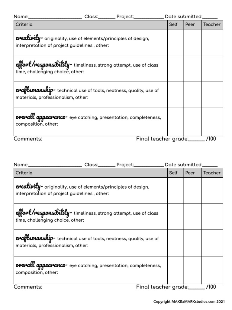 Universal Art Grading Rubric | PDF