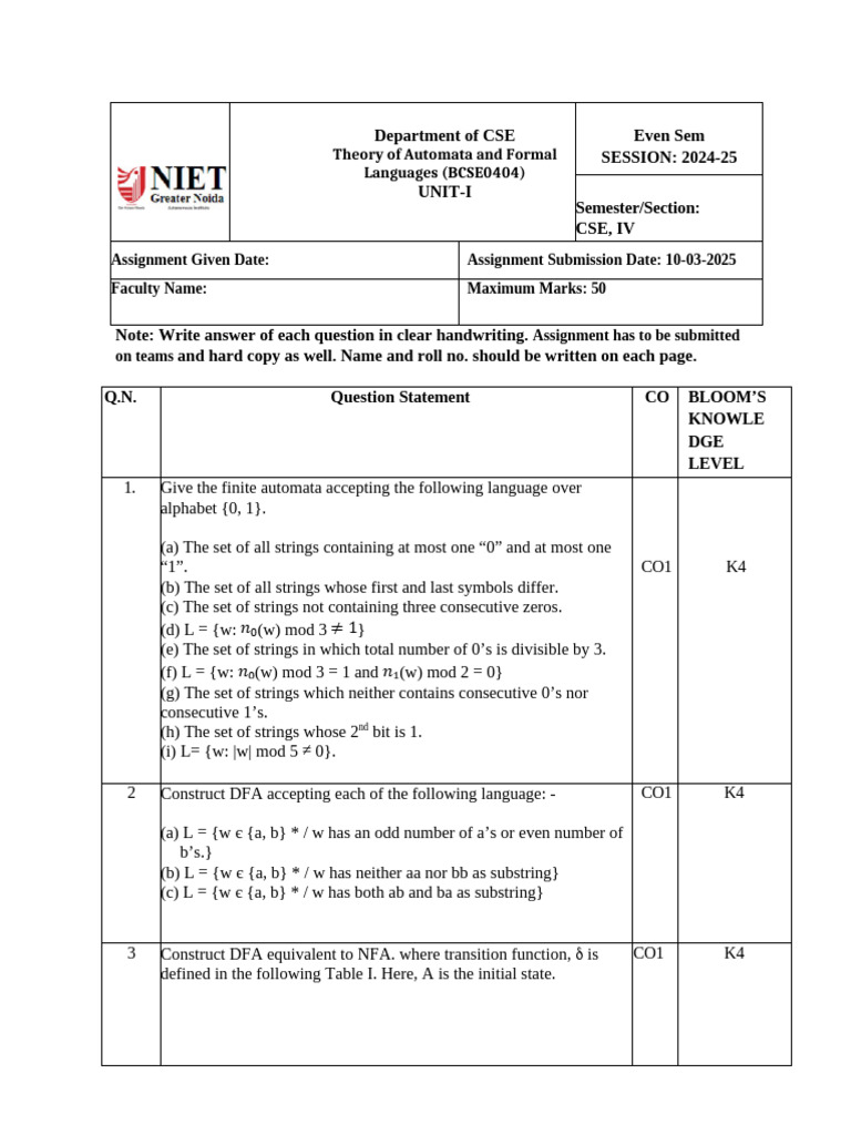 TAFL_Assignment | PDF | Theoretical Computer Science | Formalism (Deductive)