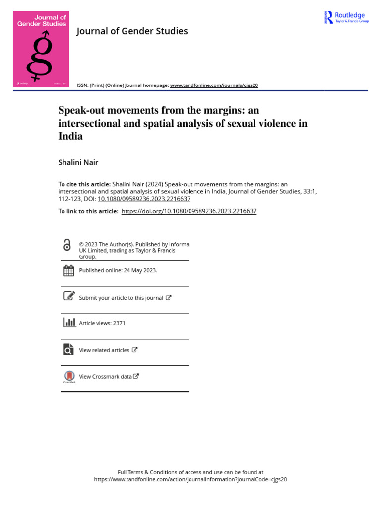 Speak-Out Movements From The Margins An Intersectional and Spatial ...
