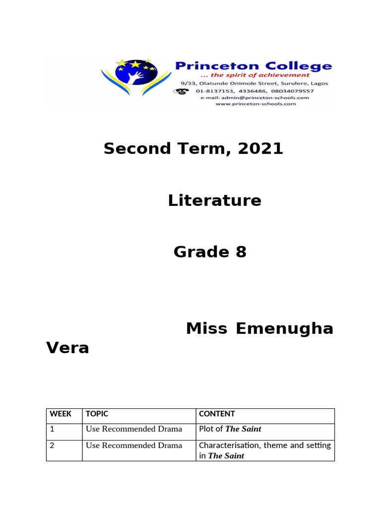 Second Term Literature Note For Grade 8 2021 | PDF | Poetry | Metre ...