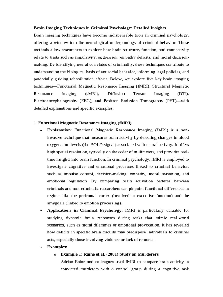 Brain Imaging Techniques | PDF | Psychopathy | Neuroimaging