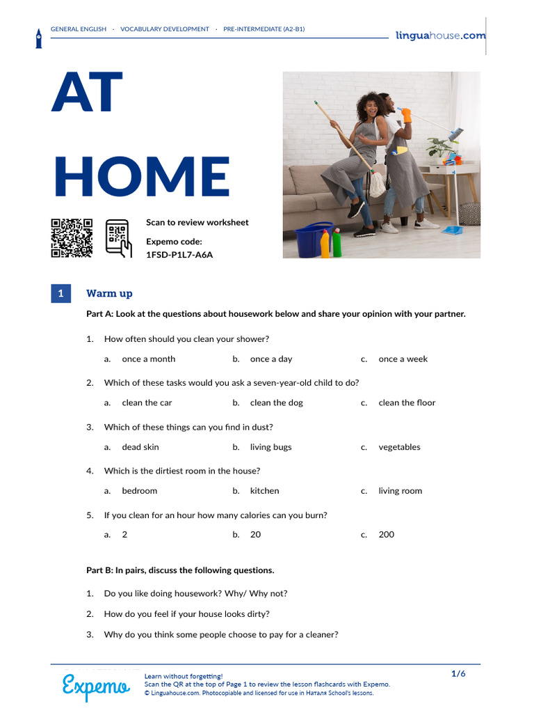 At Home British English Teacher A2 B1 | PDF | Vocabulary | Vacuum Cleaner